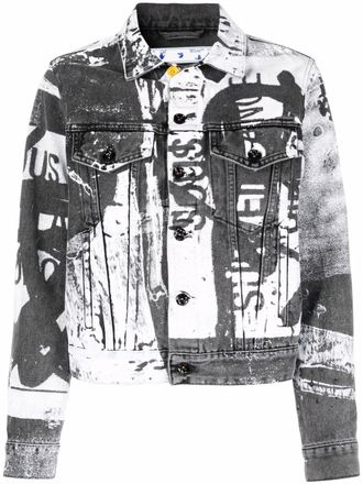Off-white x Pablo Tomek veste imprim&eacute;e en jean - Noir