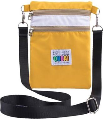 Generic Mini sac &agrave; bandouli&egrave;re - Sac &agrave; main unisexe en toile de coton pour le rangement de petits objets, trois couches pour cartes, cl&eacute;s, pi&egrave;ces de monnaie e