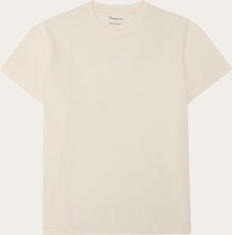 Knowledge Cotton Apparel Herren vegan T-Shirt Herren Bruststickerei Reiher Wei&Atilde;Y