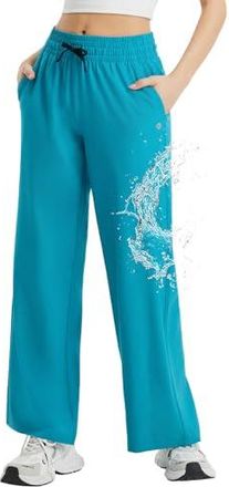 Baleaf Pantalon imperm&eacute;able pour femmes avec grandes poches - Leggings &eacute;vas&eacute;s pour l&eacute;t&eacute;, le fitness et les voyages, bleu, L