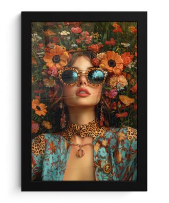 MuchoWow &copy; Wandbilder mit Rahmen 20x30 cm Wanddeko Bilder Wohnzimmer Moderne Zimmerdeko Geschenk Bilderrahmen Frau - Blumen - Modern - Brille - Abstrakt