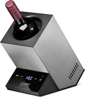 Caso WineCase One Inox Refroidisseur de vin design pour une bouteille, plage de temp&eacute;rature de 5 &agrave; 18 &deg;C, pour bouteilles jusqu&agrave; 9 cm de diam&egrave;tre, commande