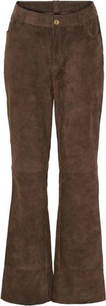 Notyz Notyz - Pantalon bootcut en daim - Femme - Pantalons - Brun - Taille: 38 FR