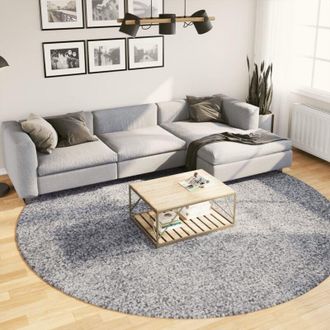 vidaXL Teppich Shaggy Hochflor Modern Blau &oslash; 280 cm Vidaxl