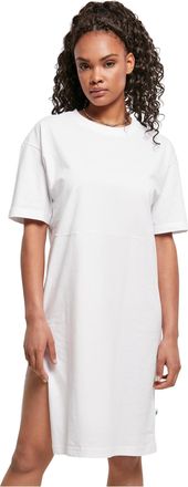 Urban Classics Ladies Organic Oversized Slit Tee Dress, White, 4XL