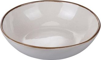 Villa D'Este Home Tivoli VDE Villa DEste Home Tivoli 1996 The Market G Suppenteller aus Steinzeug, elfenbeinfarben mit braunem Rand, 6 St&uuml;ck