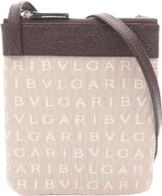 Bulgari Sac bandouli&egrave;re en cuir et toile Logo Mania Pre-owned - Femme - Pre-owned - Beige - Taille: ONE Size