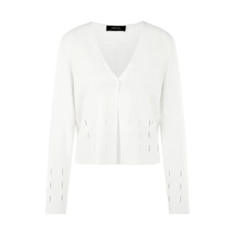 Marc Cain Eleganter Cardigan mit Cut-Outs - - Knitwear - Damen - Wei&szlig; - L