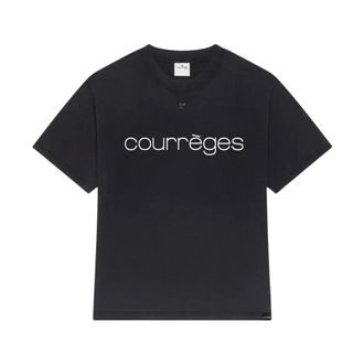 Courr&egrave;ges Homme, Tops, Noir, Taille: S T-shirt Oversize Imprim&eacute; Logo