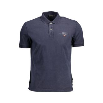 Napapijri Blaues Baumwoll-Polo mit gesticktem Logo - - Tops - Herren - Blau - 2XL