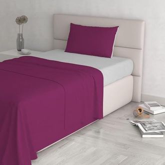 Italian Bed Linen Natural Color Bettwäsche Set, 100% Baumwolle, Fuchsia/Hell grau, Einzeln