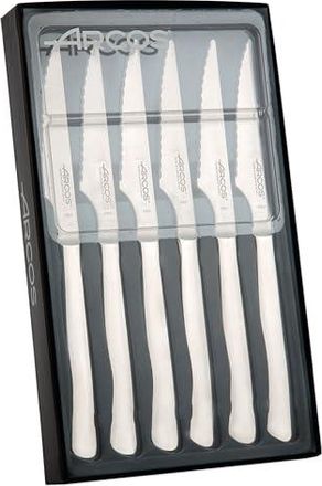 Arcos Table Messer - Steakmesser Set 6 St&uuml;ck (6 Messer) -Monoblock of one Piece Edelstahl 110 mm Farbe Silber