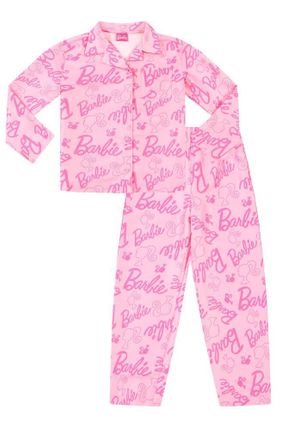 BARBIE Langer Satin-Schlafanzug f&uuml;r Damen und M&auml;dchen, Sommer, zweiteilig, Seidensatin, rose, 11-12 Years