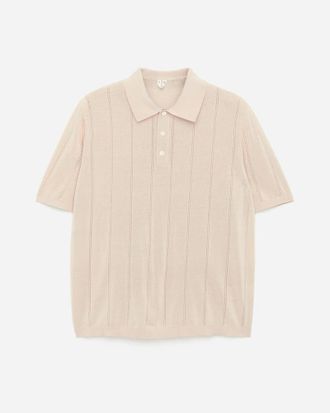 Arket Poloshirt Im Pointelle-Strick -Beige