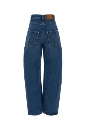 Bottega Veneta Womens Denim Wide-Leg Jeans Mid Blue Exterior: Cotton