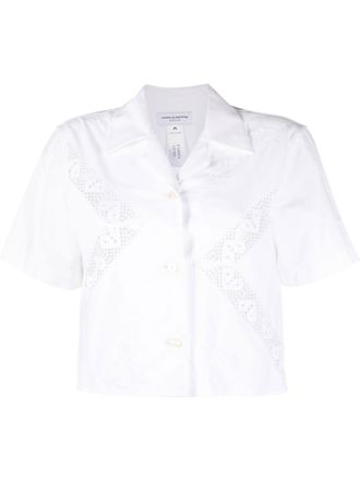 Marine Serre chemise &agrave; coupe crop - Blanc