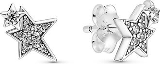 Pandora Funkelnde Asymmetrische Sterne Ohrringe in Sterling-Silber mit Zirkonia, Maße: 1,8mm x 7,5mm x 9,3mm, 290012C01
