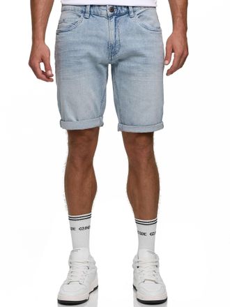 Indicode Shorts INDICODE INKaden, Herren, Gr. XL, N-Gr, blau (foam blau), Denim/Jeans, Obermaterial: 98% Baumwolle, 2% Elasthan, unifarben, regular fit knielan