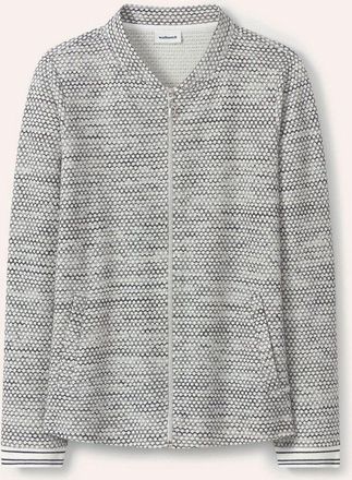 Walbusch Sweatjacke Damen Struktur Jersey Jacke Baumwolle Langarm Homewear, Bicolor, Blousonkragen, Rei&szlig;verschluss, pflegeleicht