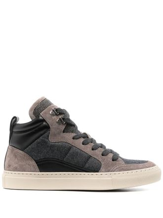 Brunello Cucinelli High-Top-Sneakers mit Eins&auml;tzen - Grau