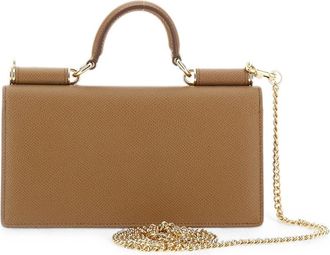 Dolce & Gabbana Grained Leather Top Handle Bag - Camel