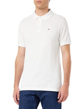 Tommy Hilfiger Tommy Jeans Herren Original Fine Pique Kurzarm Polo Shirt, Weiß (Classic White), XS