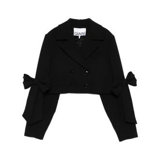 Ganni Cropped Blazer mit doppelter Knopfleiste - - Jackets - Damen - Schwarzk - XL