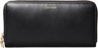 Calvin Klein Damen Geldbörse Large Zip Around mit Logo, Schwarz (Black), Einheitsgröße