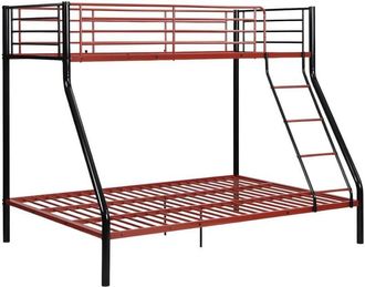 Vente-Unique Vente-unique - Lits superposés elevatio iv - 90 et 140 x 190 cm - Acier - Noir et rouge