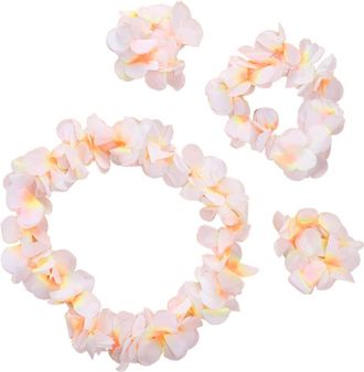 Amosfun 4 St&uuml;ck Blumenkranz Aus Wiederverwendbarem Seidenmaterial Luau Party Schmuckset F&uuml;r Erwachsene Und Kinder Nat&uuml;rliche Handgefertigte Blumengirlande Hal