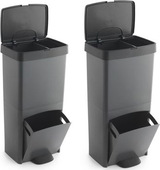 SP Berner 2er-Pack Abfall- oder Recyclingeimer, 70 l, vertikal, in 2 Fächern, 76 cm hoch, einfache Handhabung