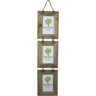 Nicola Spring Bilderrahmen zum Aufh&auml;ngen f&uuml;r 3 Bilder - passend f&uuml;r Fotogr&ouml;&szlig;e 10 x 15 cm (4 x 6 Zoll) - 1 St&uuml;ck - Bilderrahmen aus rustikalem Naturholz zur Wandmont