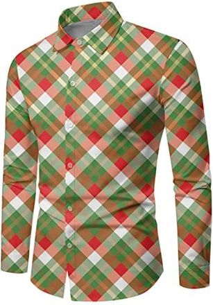 Generic Chemise Homme Noel Manches Longues Chemise Homme Imprim&eacute; No&euml;l Grande Taille Automne Hiver Chemisier Slim Fit Imprim&eacute;e Neige &agrave; Boutons Bonhomme de Neig