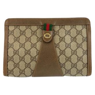 Gucci Sac Clutch en Toile GG Supreme Pre-owned - Homme - Pre-owned - Beige - Taille: ONE Size