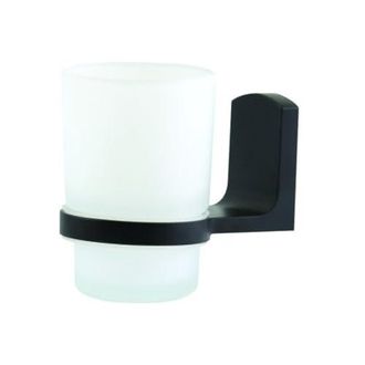 Spirella Taku Becher zum Befestigen, Glas & Chrom, transparent & schwarz