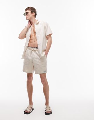 Rhythm Klassische Jam-Shorts aus Leinen in Creme-Wei&szlig;