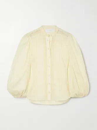 Zimmermann Halliday Hemd Aus Baumwoll-voile Mit Spitzeneinsätzen - Creme