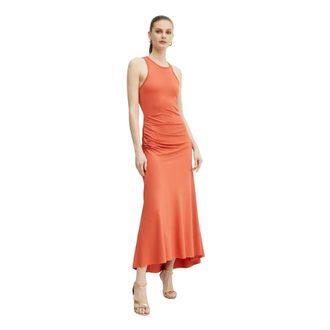 Victoria Beckham Robe Mi-longue asym&eacute;trique pliss&eacute;e - Femme - Robes - Orange - Taille: 36 FR