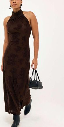 NA-KD robe longue dos nu marron