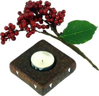 Guru Shop Kerzenhalter, Teelichthalter Keramik Nr.2, Braun, 2x8x8 cm