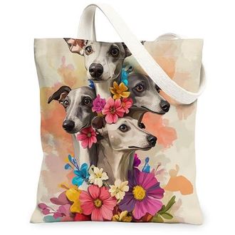 Generic Sac fourre-tout en toile motif l&eacute;vrier printanier pour le shopping, 33 x 38,1 cm, sac d&eacute;picerie r&eacute;utilisable &agrave; motif floral amusant pour femme, peintu