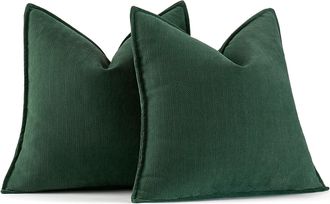 Miulee 2er Kissenbezug 50x50 Dunkelgrün Weihnachten Chenille Kissenbezüge Kissenhülle Sofakissen dekokissen zierkissen Elegantes Design für Couch Sofa Wohnzi