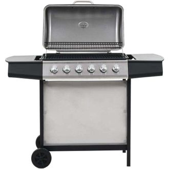 vidaXL Vidaxl - Barbecue &agrave; gaz 6 br&ucirc;leurs 12 kW - Grille 63,5 x 37,5 cm - Allumage &eacute;lectronique - Thermom&egrave;tre int&eacute;gr&eacute; - Roulettes robustes