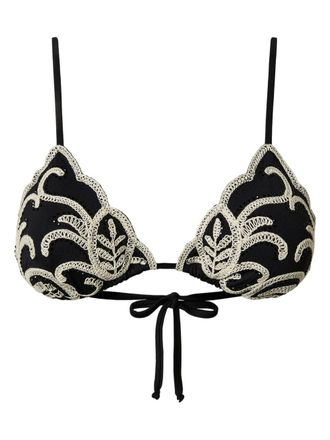Twin-Set haut de bikini à broderies - Noir