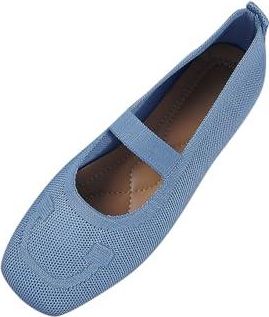 Generic Chaussures plates &agrave; enfiler en maille respirante de couleur unie l&eacute;g&egrave;res classiques &eacute;l&eacute;gantes confortables d&eacute;contract&eacute;es pour loisirs en plein air, bl