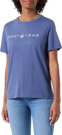 GANT Damen REG Printed Graphic T-Shirt, Dusty Navy,S