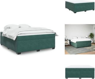 vidaXL Boxspringbett mit Matratze Dunkelgr&uuml;n 180x200 cm Samt - Boxspringbett - Boxspringbetten - Bett - Bett Mit Stauraum