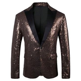 Generic Blazer Marron pour Homme, Veste de Costume à Un Bouton, Smoking de Festival, Veste Sport, soirée Bal