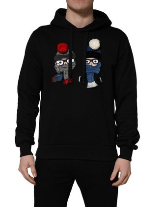 Dolce & Gabbana dgfamily Black Cotton Hooded Men Sweatshirt Sweater Clothing