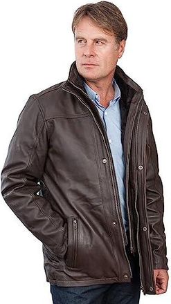 Infinity Leather Hommes mi-longueur veste en cuir Brun chaud classique 4XL